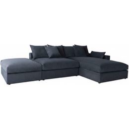 Ecksofa OTTO HOME, anthrazit, B:333cm T:198cm, 100% Polyester, Sofas, Ecksofa, Mega-Sofa mit Cordstoff bezogen, mit Federkern & 4 Zierkissen