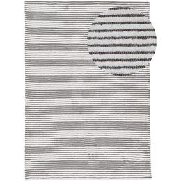 Teppich CarpetFine "Holly 5", beige, B:160cm H:12mm L:230cm, Polyester, Teppiche, Teppich, gestreift, Hoch-Tief Struktur, Wohnzimmer