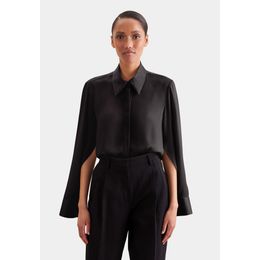 Klassische Bluse Seidensticker, Damen, Gr. 6XL (52), schwarz, 75% Acetat, 25% Polyester, gestreift, regular fit, ohne Ausschnitt, Blusen Bluse, Tunika Gestreift