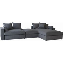 Ecksofa OTTO HOME, grau (anthrazit), B:351cm T:198cm, 100% Polyester, Sofas, Ecksofa, Mega-Sofa mit Cordstoff bezogen, mit Federkern & 5 Zierkissen