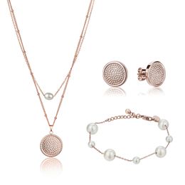 Schmuckset ISABELLA FORD "IS002R", rosa (rose gold), Schmuck_Sets, Damen, 47cm. 25x1.5mm. Pendant / 10mm / 155mm., Edelstahl, Schmuckset, 47 cm. 25x1.5mm. Pendant / 10 mm / 155 mm.