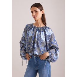 Schlupfbluse Seidensticker, Damen, Gr. L (40), blau, 100% Viskose, gemustert, regular fit, Rundhals, Blusen Schlupfbluse, 1/1 Rundhals Druck