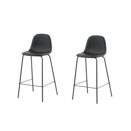 Barhocker VENTURE HOME "Polar, 2er-Set Barhocker in Schwarz-PU, luxuri&ouml;s, 150 kg belastbar", schwarz, B:42cm H:105cm T:43cm, Hocker, Barhocker, Tresenstuhl, Lederlook, schwarze Metallbeine, Fu&szlig;st&uuml;tze, edel