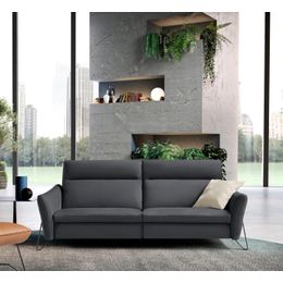 2-Sitzer Egoitaliano "Gaia, modern, elegant und super komfortabel mit hoher R&uuml;ckenlehne", grau (smoke), B:220cm H:96cm T:93cm, LEDER BACIO hat eine weiche und wachsartige Hand mit halb undurchsichtigem Aussehen. Es handelt sich um ein Naturleder, das die urspr&uuml;nglichen Eigenschaften der Lederh&auml;ute nicht ver&auml;ndert. Das Vorhandensein von verheilten Narben, K&ouml;rnungsunterschiede, Falten, Adern, Unters