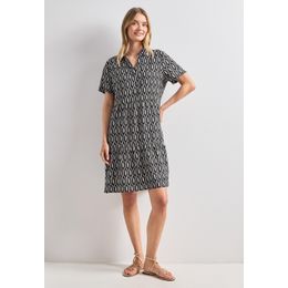 Tunikakleid Street One, Damen, Gr. 40, EURO-Gr&ouml;&szlig;en, clay sand, Stoff, 88% Viskose, 12% Polyamid, gebl&uuml;mt, comfort fit knieumspielend, Rundhals, abgesteppt, Kleider, mit Volant