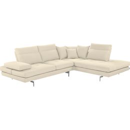 Ecksofa Calia italia "Toby Wing, B/T: 288/232 cm, Designsofa mit hohem Sitzkomfort, L-Form", wei&szlig; (bianco bull), B:288cm H:90cm T:232cm, Leder BULL (100% Leder), Sofas, Ecksofa, Sitztiefenverstell.,wahlw. mit Kissen-Set, F&uuml;&szlig;e chrom gl&auml;nzend