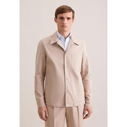 Businesshemd Seidensticker, Herren, Gr. L (41-42), normale &Auml;rmell&auml;ngen, beige, 100% Baumwolle, unifarben, regular fit, 2-Knopf-Manschette, Hemden, Regular 1/1 Reverskragen Uni