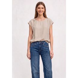 Shirtbluse Street One, Damen, Gr. 34, clay sand, Stoff, 88% Viskose, 12% Polyamid, unifarben, normal normal, Rundhals, abgesteppt, Blusen, in Blusen-Optik