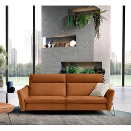 2-Sitzer Egoitaliano "Gaia, modern, elegant und super komfortabel mit hoher R&uuml;ckenlehne", braun (brandy), B:220cm H:96cm T:93cm, Luxus-Micofaser Lederoptik (100% Polyester) ist ein neues technisches Gewebe mit einem visuellen und taktilen Aspekt, der dem Nubuk sehr nahe kommt, mit innovativen Eigenschaften. Seine au&szlig;erordentliche Weichheit kommt von einem exklusiven Produktionsprozess, der Unreinh