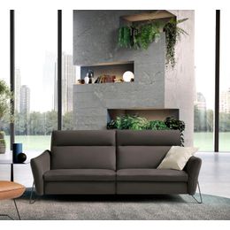 2-Sitzer Egoitaliano "Gaia, modern, elegant und super komfortabel mit hoher R&uuml;ckenlehne", grau (graphit), B:220cm H:96cm T:93cm, LEDER BACIO hat eine weiche und wachsartige Hand mit halb undurchsichtigem Aussehen. Es handelt sich um ein Naturleder, das die urspr&uuml;nglichen Eigenschaften der Lederh&auml;ute nicht ver&auml;ndert. Das Vorhandensein von verheilten Narben, K&ouml;rnungsunterschiede, Falten, Adern, Unte
