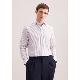 Businesshemd Seidensticker "Schwarze Rose", Herren, Gr. XL (44), normale &Auml;rmell&auml;ngen, braun, 100% Baumwolle, gestreift, regular fit, 2-Knopf-Manschette, Hemden, Regular 1/1 Kentkragen Gestreift