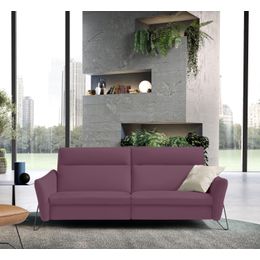 2-Sitzer Egoitaliano "Gaia, modern, elegant und super komfortabel mit hoher R&uuml;ckenlehne", lila (violett), B:220cm H:96cm T:93cm, Leder NUVOLE (Echtes Rindsleder). Halbnat&uuml;rliches, halbnarbiges Rindsleder mit einer nat&uuml;rlichen K&ouml;rnung von 1, 2 bis 1, 4 mm. Dieses Leder hat eine weiche, wachsartige Haptik mit mattem Aussehen und einem Wolkeneffekt. Es handelt sich um ein Naturleder, das die urspr&uuml;ng