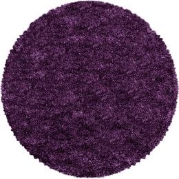 Hochflor-Teppich Ayyildiz Teppiche "FLUFFY 3500", lila, H:50mm &Oslash;:200cm, Polypropylen (PP), Teppiche, Langflor, Shaggy, uni, robust, auch rechteckig erh&auml;ltlich, Wohnzimmer