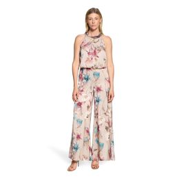 Overall Vera Mont "Damen mit Blumenprint", Damen, Gr. 34, Normalgr&ouml;&szlig;en, beige, dunkelrot, Satin, Obermaterial: 100% Polyester. Futter: 100% Polyester, festlich, figurumspielend, Overalls Overall