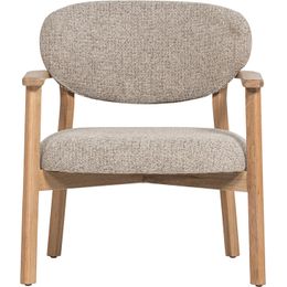 Loungesessel Woood "Udar mit Eichenholzgestell und More-Melange-Bezug, B68 x T75 x H76 cm", grau, B:68cm H:76cm T:75cm, Sessel, Sehr hohe Verschlei&szlig;festigkeit, Armlehnen integriert, Tragkraft 120 kg