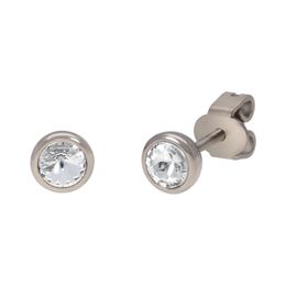 Paar Ohrstecker TITANIA "Titanohrstecker", grau (titanfarben), Ohrringe, Damen, Titan, mit Zirkonia