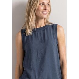 Blusentop Street One, Damen, Gr. 36, ashen blau, Stoff, 88% Viskose, 12% Polyamid, unifarben, normal normal, Rundhals, abgesteppt, Blusen Blusentop, mit Kordelzug und Schleife