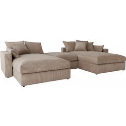 Wohnlandschaft OTTO HOME, taupe, B:385cm T:198cm, 100% Polyester, Sofas, Wohnlandschaft, Mega-Sofa mit Cordstoff bezogen, mit Federkern & 5 Zierkissen