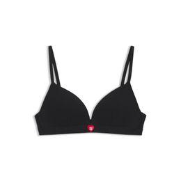 Triangel-BH HUGO UNDERWEAR "HUGO HEART", Damen, Gr. L, N-Gr, schwarz 001, Obermaterial: 90% Modal, 10% Elasthan, BHs Triangel-BH, aus Stretch-Gewebe mit Logo-Tr&auml;gern