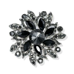 Brosche Firetti "Schmuck Geschenk Kupfer Ansteckschmuck Blume", silberfarben, grau, schwarz, grau, schwarz, Broschen, Damen, Kupfer, Brosche