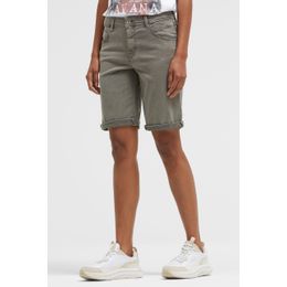 Shorts SOCCX, Damen, Gr. L, Normalgr&ouml;&szlig;en, cool khaki, Web, Material: 64% Lyocell, 32% Baumwolle, 4% Elasthan, unifarben, regular fit knielang, Hosen Shorts, mit Turn-Up-Saum