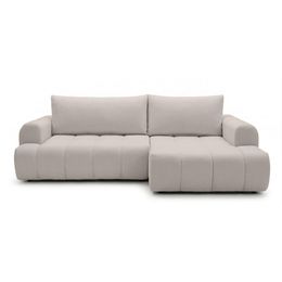 Ecksofa OTTO HOME "LIOORA Schlafsofa mit Bettkasten, Breite 265 cm, Verl&auml;ssliche Qualit&auml;t", taupe, B:265cm H:90cm T:149cm, 100% Polyester, Sofas, Ecksofa, L-Form mit Bettfunktion und Bettkasten, Recamiere rechts/links