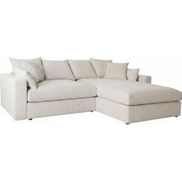 Ecksofa OTTO HOME, creme, B:268cm T:198cm, 100% Polyester, Sofas, Ecksofa, Mega-Sofa mit Cordstoff bezogen, mit Federkern & 5 Zierkissen