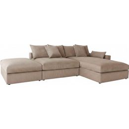 Ecksofa OTTO HOME, taupe, B:333cm T:198cm, 100% Polyester, Sofas, Ecksofa, Mega-Sofa mit Cordstoff bezogen, mit Federkern & 4 Zierkissen