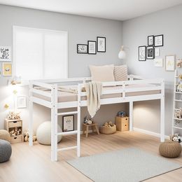 Homestyle4u Hochbett, Wei&szlig;, Holz, Kiefer, 90x200 cm, Kinder- & Jugendzimmer, Kinderm&ouml;bel, Kinderbetten, Hochbetten