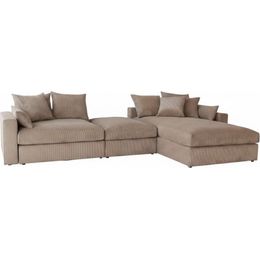 Ecksofa OTTO HOME, braun (taupe), B:351cm T:198cm, 100% Polyester, Sofas, Ecksofa, Mega-Sofa mit Cordstoff bezogen, mit Federkern & 5 Zierkissen