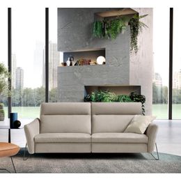 2-Sitzer Egoitaliano "Gaia, modern, elegant und super komfortabel mit hoher R&uuml;ckenlehne", grau (opal grau), B:220cm H:96cm T:93cm, Luxus-Micofaser Lederoptik (100% Polyester) ist ein neues technisches Gewebe mit einem visuellen und taktilen Aspekt, der dem Nubuk sehr nahe kommt, mit innovativen Eigenschaften. Seine au&szlig;erordentliche Weichheit kommt von einem exklusiven Produktionsprozess, der Unrei