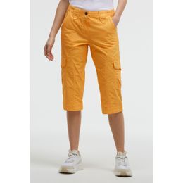 Skaterbermudas SOCCX, Damen, Gr. XL, Normalgr&ouml;&szlig;en, fresh mango, Web, Material Oberstoff: 98% Baumwolle, 2% Elasthan, Futter: 100% Baumwolle, unifarben, regular fit knielang, Hosen, mit verstellbarem Knopfriegel am Hosensaum
