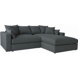 Ecksofa OTTO HOME, anthrazit, B:268cm T:198cm, 100% Polyester, Sofas, Ecksofa, Mega-Sofa mit Cordstoff bezogen, mit Federkern & 5 Zierkissen