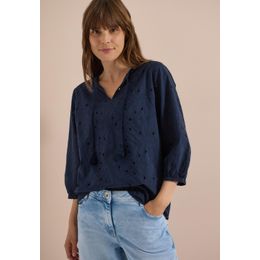 Shirtbluse Cecil, Damen, Gr. S (38), universal blau, Web, 100% Baumwolle, unifarben, klassisch normal, Rundhals, elastischer Bund, Blusen, mit 3/4 &Auml;rmeln