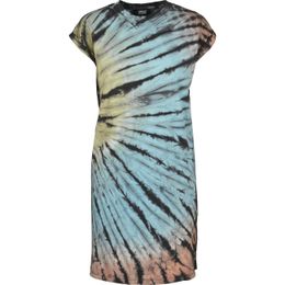 Shirtkleid Urban Classics "Urban Classics Damen Ladies Tie Dye Dress", Damen, Gr. XS, US-Gr&ouml;&szlig;en, bunt (schwarz), 100% Baumwolle, Basic, loose fit, Rundhals, Kleider Shirtkleid