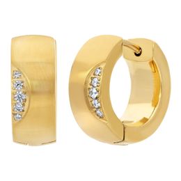 Paar Creolen TITANIA "Titancreolen", gold (goldfarben), Ohrringe, Damen, Titan, mit Zirkonia