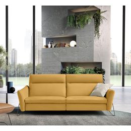 2-Sitzer Egoitaliano "Gaia, modern, elegant und super komfortabel mit hoher R&uuml;ckenlehne", gelb, B:220cm H:96cm T:93cm, Leder &raquo;BULL&laquo; (echtes Rindsleder). Geschliffenes, pigmentiertes und behandeltes Rindsleder mit einer Dicke von 1, 3-1, 5 mm. Dieses Leder zeigt eine ziemlich weiche Hand mit einem halb undurchsichtigen Aussehen. Es handelt sich um ein gesch&uuml;tztes Leder. Eine leichte Deckschicht sch