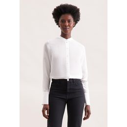 Klassische Bluse Seidensticker, Damen, Gr. 3XL (46), off, wei&szlig;, 83% Viskose, 17% Polyester, gestreift, unifarben, regular fit, Blusen, 1/1 Stehkragen Uni