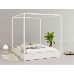 Himmelbett OTTO HOME "Usella, Bett, Bettgestell, hohe Belastbarkeit bis 180 kg", wei&szlig;, B:189cm H:200cm L:229,1cm, Betten, aus massiver Kiefer in Kombination mit MDF, inklusive Lattenrost