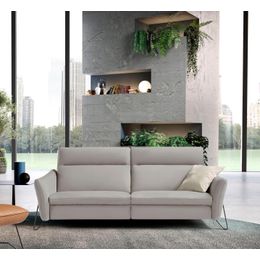 2-Sitzer Egoitaliano "Gaia, modern, elegant und super komfortabel mit hoher R&uuml;ckenlehne", grau (stone), B:220cm H:96cm T:93cm, Leder &raquo;BULL&laquo; (echtes Rindsleder). Geschliffenes, pigmentiertes und behandeltes Rindsleder mit einer Dicke von 1, 3-1, 5 mm. Dieses Leder zeigt eine ziemlich weiche Hand mit einem halb undurchsichtigen Aussehen. Es handelt sich um ein gesch&uuml;tztes Leder. Eine leichte Decksch