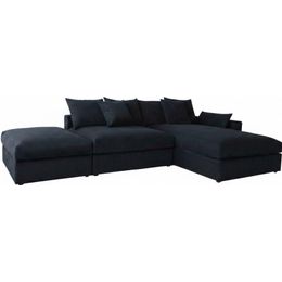 Ecksofa OTTO HOME, schwarz, B:333cm T:198cm, 100% Polyester, Sofas, Ecksofa, Mega-Sofa mit Cordstoff bezogen, mit Federkern & 4 Zierkissen