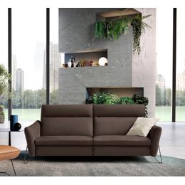 2-Sitzer Egoitaliano "Gaia, modern, elegant und super komfortabel mit hoher R&uuml;ckenlehne", braun (dunkelbraun), B:220cm H:96cm T:93cm, Leder &raquo;BULL&laquo; (echtes Rindsleder). Geschliffenes, pigmentiertes und behandeltes Rindsleder mit einer Dicke von 1, 3-1, 5 mm. Dieses Leder zeigt eine ziemlich weiche Hand mit einem halb undurchsichtigen Aussehen. Es handelt sich um ein gesch&uuml;tztes Leder. Eine leichte 