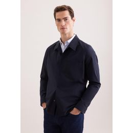 Businesshemd Seidensticker, Herren, Gr. M (39-40), normale &Auml;rmell&auml;ngen, dunkelblau, 100% Polyester, unifarben, regular fit, 2-Knopf-Manschette, Hemden, Regular 1/1 Reverskragen Uni