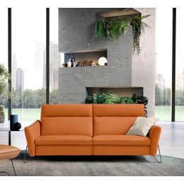 2-Sitzer Egoitaliano "Gaia, modern, elegant und super komfortabel mit hoher R&uuml;ckenlehne", orange, B:220cm H:96cm T:93cm, Leder &raquo;BULL&laquo; (echtes Rindsleder). Geschliffenes, pigmentiertes und behandeltes Rindsleder mit einer Dicke von 1, 3-1, 5 mm. Dieses Leder zeigt eine ziemlich weiche Hand mit einem halb undurchsichtigen Aussehen. Es handelt sich um ein gesch&uuml;tztes Leder. Eine leichte Deckschicht s