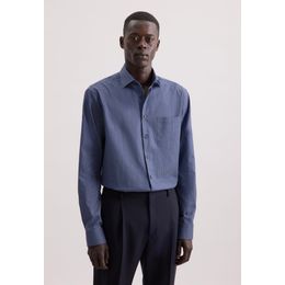 Businesshemd Seidensticker "Schwarze Rose", Herren, Gr. L (42), normale &Auml;rmell&auml;ngen, blau (dunkelblau), 100% Baumwolle, bedruckt, regular fit, 2-Knopf-Manschette, Hemden, Regular 1/1 Kentkragen Druck