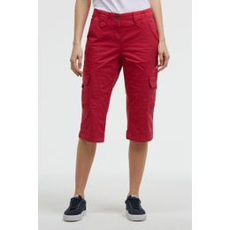 Skaterbermudas SOCCX, Damen, Gr. M, Normalgr&ouml;&szlig;en, clear rot, Web, Material Oberstoff: 98% Baumwolle, 2% Elasthan, Futter: 100% Baumwolle, unifarben, regular fit knielang, Hosen, mit verstellbarem Knopfriegel am Hosensaum