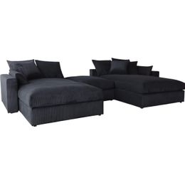 Wohnlandschaft OTTO HOME, schwarz, B:385cm T:198cm, 100% Polyester, Sofas, Wohnlandschaft, Mega-Sofa mit Cordstoff bezogen, mit Federkern & 5 Zierkissen