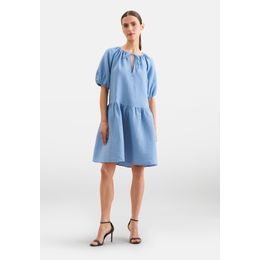 Sommerkleid Seidensticker, Damen, Gr. S (36), Normalgr&ouml;&szlig;en, blau, 100% Leinen, unifarben, regular fit, Rundhals, Kleider Sommerkleid, 1/2 Rundhals Uni
