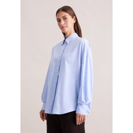 Hemdbluse Seidensticker, Damen, Gr. M (38), hellblau, 100% Baumwolle, unifarben, oversize, ohne Ausschnitt, Blusen Hemdbluse, 1/1 Kragen Uni