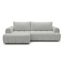 Ecksofa OTTO HOME "LIOORA Schlafsofa mit Bettkasten, Breite 265 cm, Verl&auml;ssliche Qualit&auml;t", hellgrau, B:265cm H:90cm T:149cm, 100% Polyester, Sofas, Ecksofa, L-Form mit Bettfunktion und Bettkasten, Recamiere rechts/links